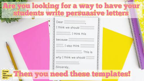 2nd and 3rd Grade Persuasive Letter Writing Templates with Prompts