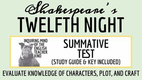 Twelfth Night Test and Answer Key with Study Guide (Printable) | TPT