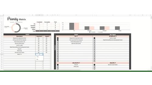 Priority Matrix Excel Spreadsheet By Mom Money Map Tpt