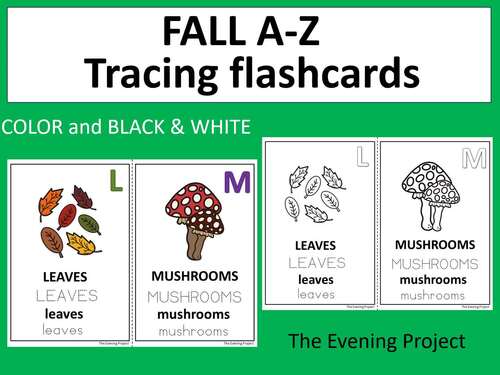 Fall A to Z tracing flashcards for Kindergarten and Special Education ...