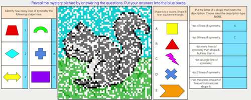 Digital Math Pixel Art Mystery Picture 4th Grade TEKS 4.6.B - Symmetry