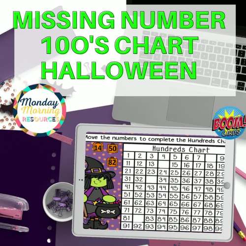 Boom Cards Halloween Maths Missing Number 100's Chart -Math Center ...
