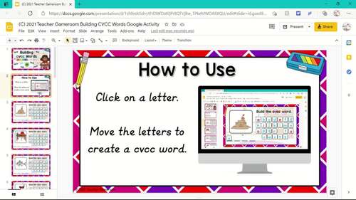 Building CVCC Words Google Activity by Teacher Gameroom | TpT