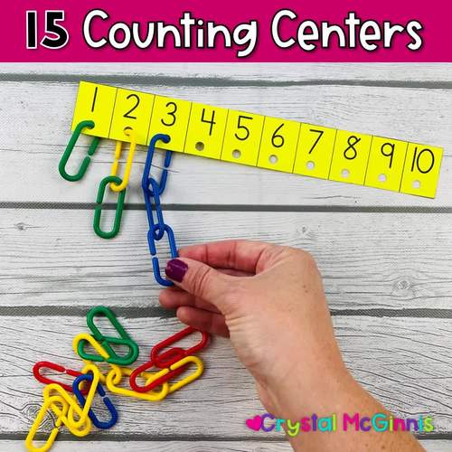 15 Hands-On Counting and Cardinality Number Centers (Black and White) 1-10