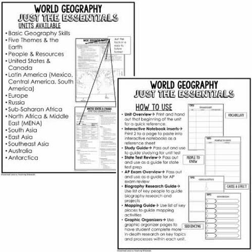 United States and Canada Outline Notes, Bullet Notes, Unit Review, Test ...