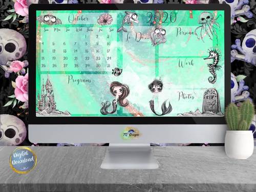 Halloween Mermaid and Sea Creatures Desktop Organizer by Teach Elite