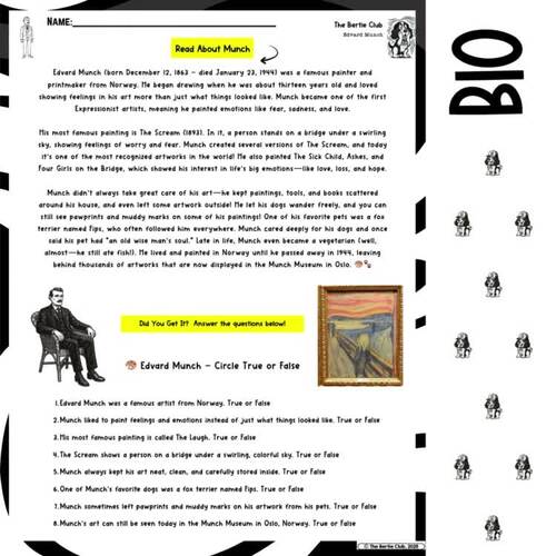 Edvard Munch “The Scream” Art History & Coloring Pack | Print & Go ...