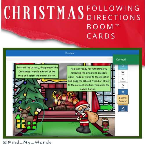 Christmas Following Directions with Prepositions & Location Words Boom ...