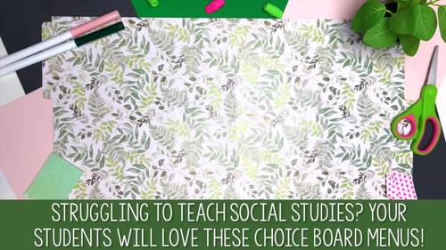 Social Studies Differentiated Choice Board Menus for Enrichment & Early ...
