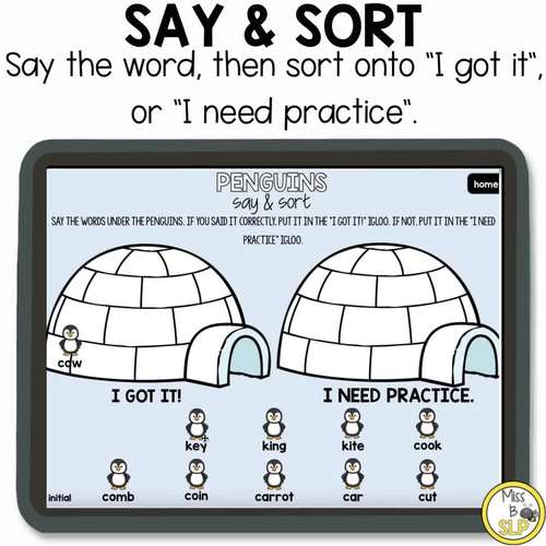 Winter Penguins Articulation Say & Sort - Digital Speech Progress ...