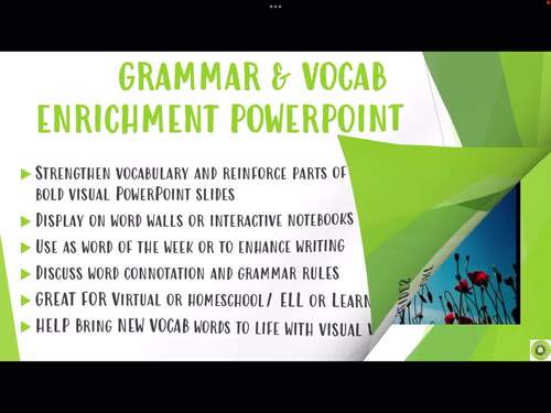 ELA PowerPoint for ELL & Learning Support -Grammar, Vocab, & Writing #1