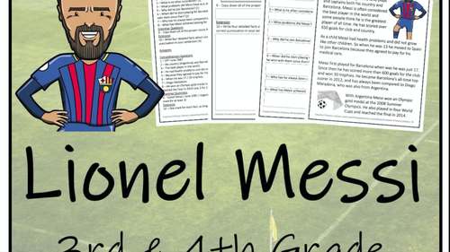 Lionel Messi Close Reading Comprehension Activities | 3rd Grade & 4th Grade