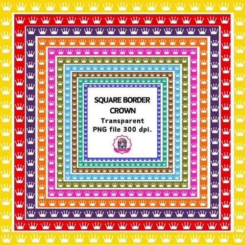 Square Border Crown Clipart - 300 DPI Frames for Commercial Use | TPT