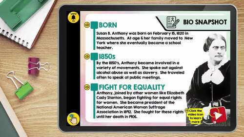 Susan B. Anthony LINKtivity® (Digital Biography Activity) by The ...