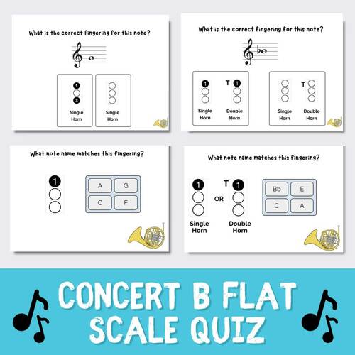 French Horn : Concert Bb Scale Boom Card Quiz for Bands | TPT