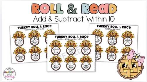 Thanksgiving Roll & Race Math Dice Games | Addition & Subtraction Within 10