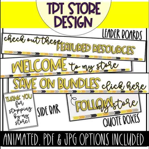 TPT Seller Quote Box, Banner and Side Bar - Yellow Theme by Teach Big ...