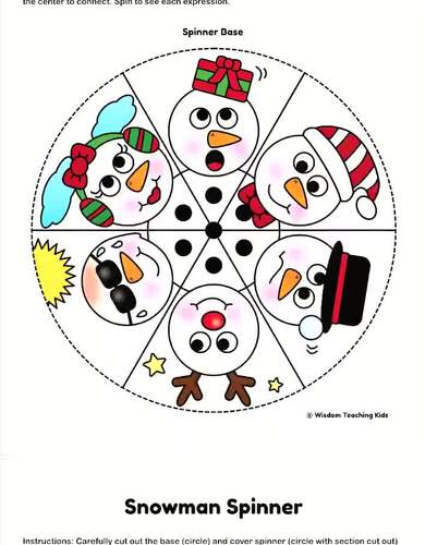 Christmas Snowman Spinner (Color, B&W, and Create Your Own) | TPT