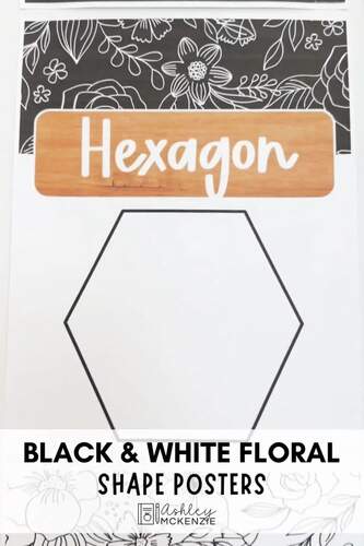 Floral Black and White Classroom Decor | Shape Posters - Editable!