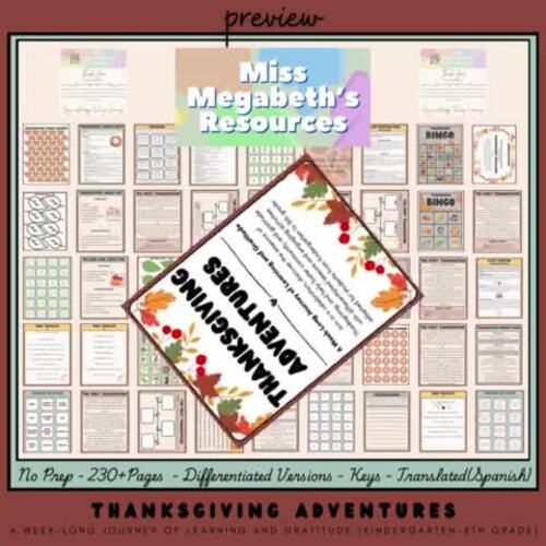 BUNDLE - Thanksgiving Adventures - A Week-Long Journey of Learning and ...