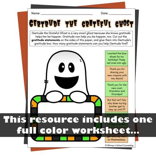 Halloween Gratitude Activity by Whimsy in School Counseling | TPT