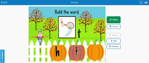 Boom Cards CVC Word Building Activity For Fall and October | TPT