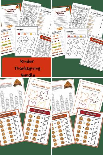 Kinder Thanksgiving Activity Bundle | Preschool & Kindergarten Printable