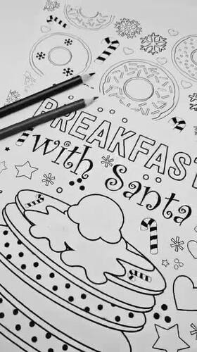 Breakfast with Santa Donuts and Pancake coloring Digital coloring ...