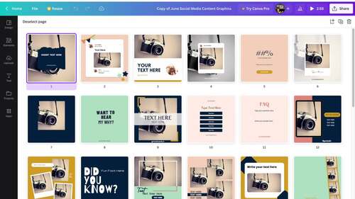 June Social Media Templates | Canva Instagram Graphics for TPT Sellers