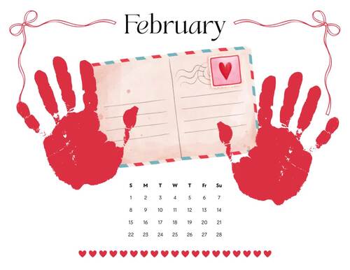 Monthly Handprint Calendar 2026 Hand Print Memory Book Preschool Craft ...