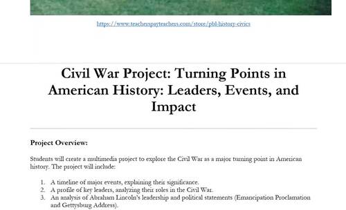 No Prep The Civil War Project by PBL History & Civics | TPT