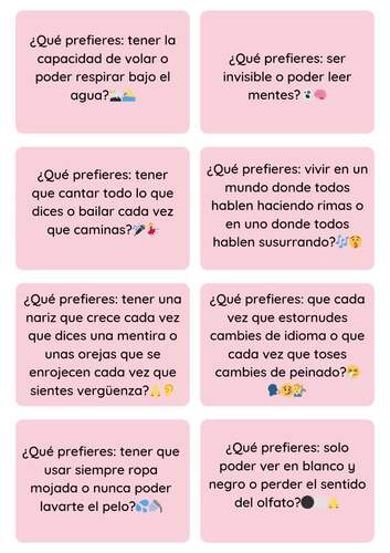 WOULD YOU RATHER...? SPANISH DILEMMAS ¿QUÉ PREFIERES?: DILEMAS | TPT
