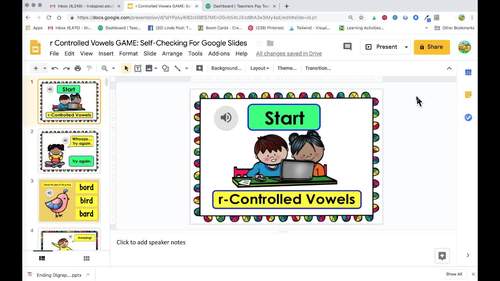 r-Controlled Vowels GAME for GOOGLE SLIDES Self-Checking PDF Science of ...