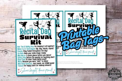 Printable Recital Day Survival Kit Tag | Dance Gift Bag Label | TPT