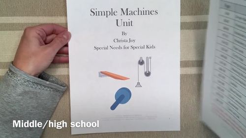 Simple Machines Unit for Special Education with complete lesson plans