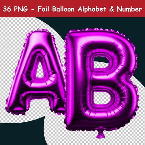 Purple Foil Balloon Alphabet Number Clipart Font Letters Headings ...