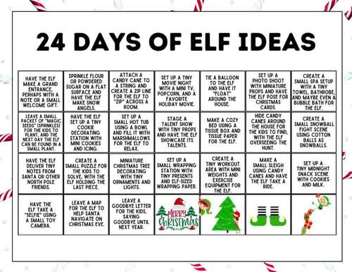 Holiday Elf Ideas Printable | 24-Day Elf Activity Calendar | Christmas ...