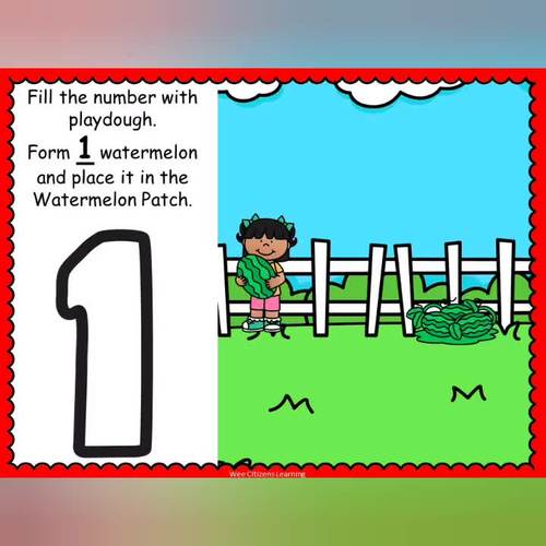 Watermelon Patch Playdough Counting Cards - 1 through 10 | TpT