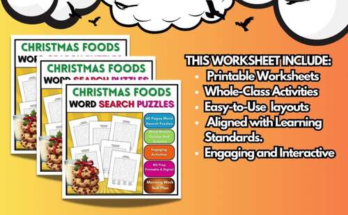Christmas Foods, Treats, Drinks Word Search Activities 4th,5th,6th,7th ...