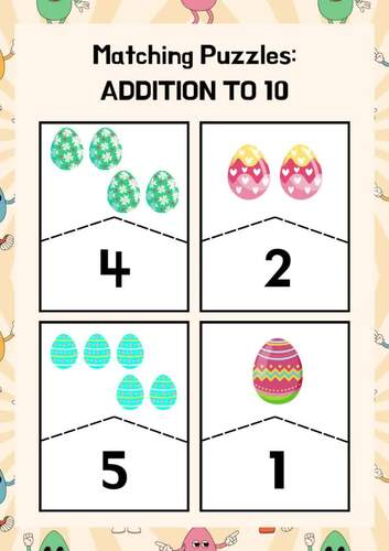 Math Puzzle Easter Worksheet PreK - 2nd Easter Activity Printable