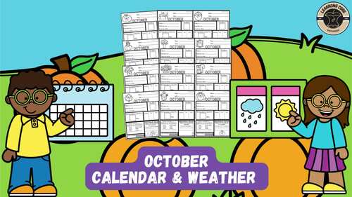 October Morning Work Daily Calendar Weather PreK Kindergarten First TK UTK
