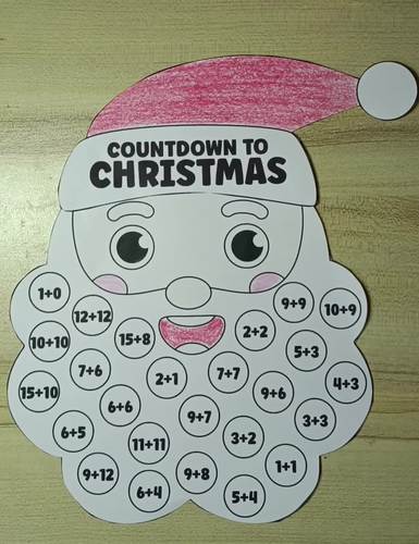 Christmas Advent Calendar Countdown to Craft Santa Beard Board Coloring ...
