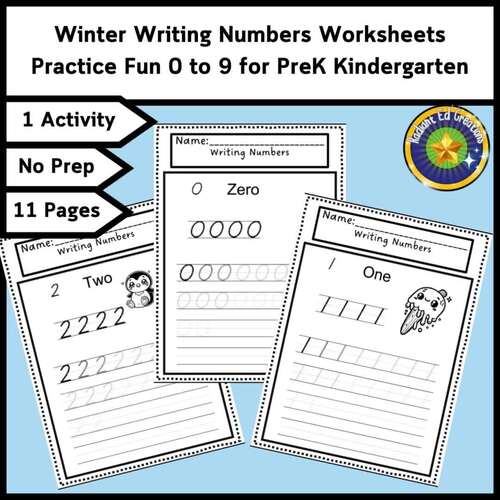 Winter Writing Numbers Tracing Practice 0 to 9 Math Game Logic Puzzle ...