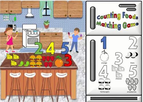Counting Foods 1-20 Matching Game Boom Cards by Teacher's Pride | TPT