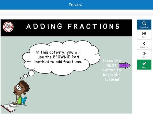 Adding Fractions Visual Area Model Brownie Pan Method 3rd Grade Boom Cards™
