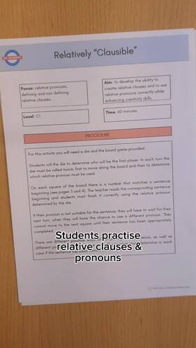 ESL Communication Activity.Relative Clauses.Speaking C1 Advanced.
