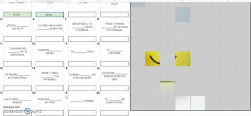 Estar Mystery Picture Multiple Choice Version Conjugation Practice