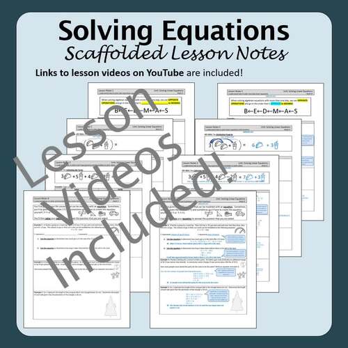 Math 9 BC Solving Linear Equations Resources: Notes Practice Quizzes ...