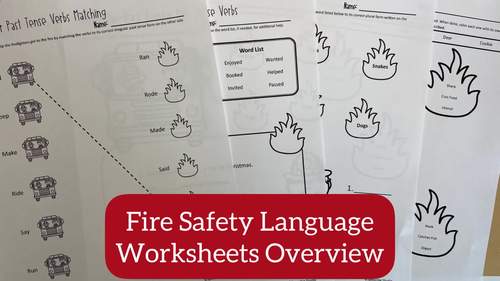 Fire Safety Language Worksheets and Activities for Speech Therapy No Prep