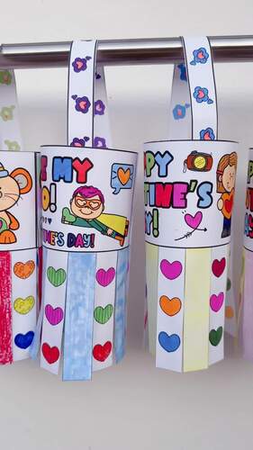 Valentine’s Day Windsock Craft & Coloring Activity - Fun Paper Craft ...